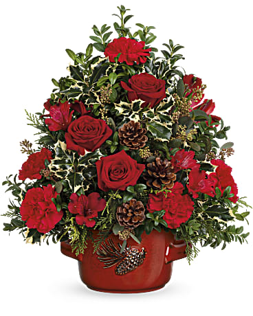 Teleflora's Holly & Pinecones Tree Bouquet | Miami Flowers Design